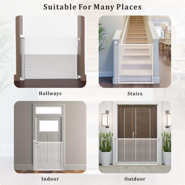 Retractable Baby Gate - 87cm x 130cm, Extendable Barrier for Safety at ...